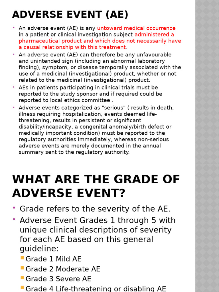 Adverse Events in Healthcare: Overview and Grading | PDF | Medicine ...