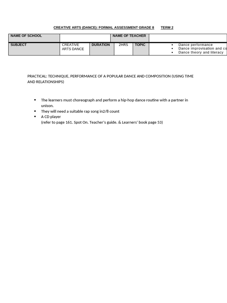Creative Arts. Term 2 Unit 9 | PDF