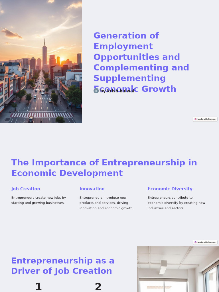 Generation of Employment Opportunities and Complementing and ...