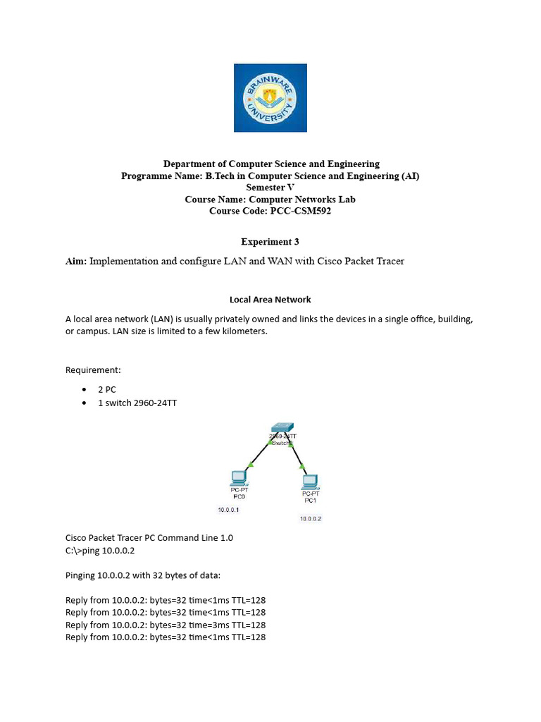 Computer Network Lab Experiment 3 Manual | PDF