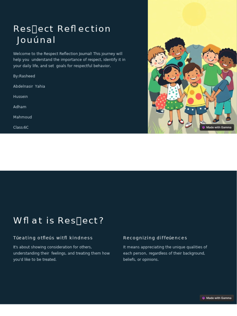 Respect Reflection Journal | PDF | Behavioural Sciences | Social Psychology