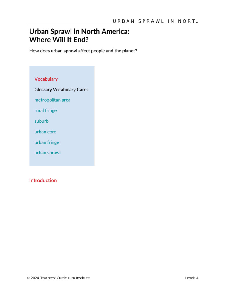 Impact of Urban Sprawl in North America | PDF | Urban Sprawl | Suburb