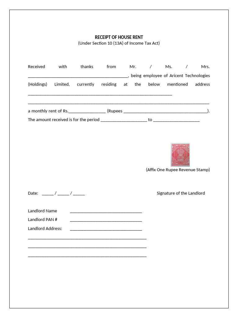 House Rent Receipt | PDF