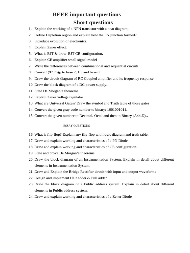 BEEE Important Questions-1 | PDF