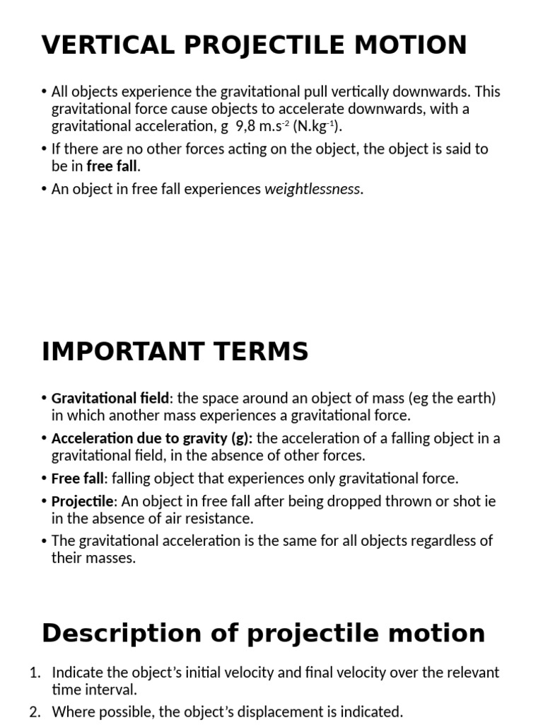Vertical Projectile Motion Overview | PDF | Acceleration | Force