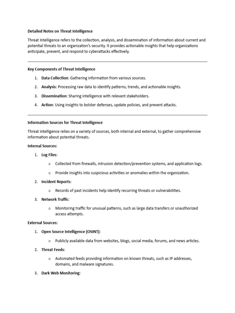 Detailed Notes on Threat Intelligence | PDF | Security | Computer Security