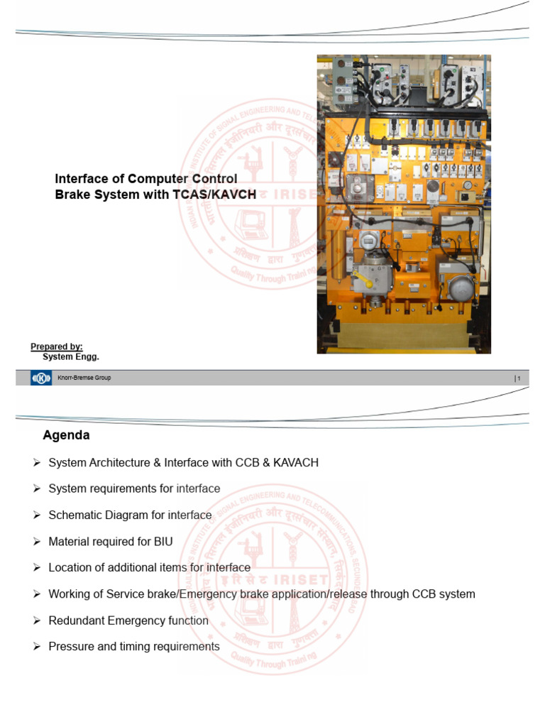 Interface of Computer Control Brake System With TCAS/KAVCH: Prepared By ...