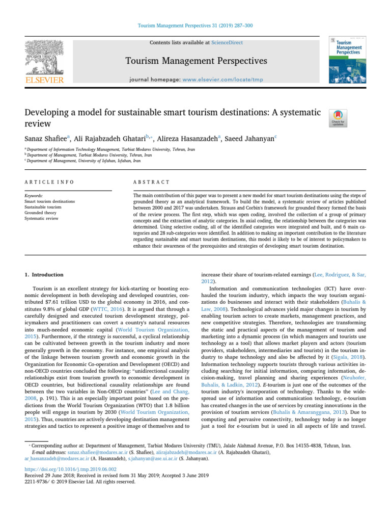 Developing A Model For Sustainable Smart Tourism Destinations | PDF ...