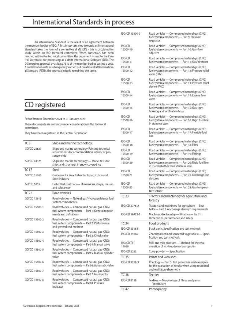 January 2025 ISO Standards Update | PDF | International Organization ...