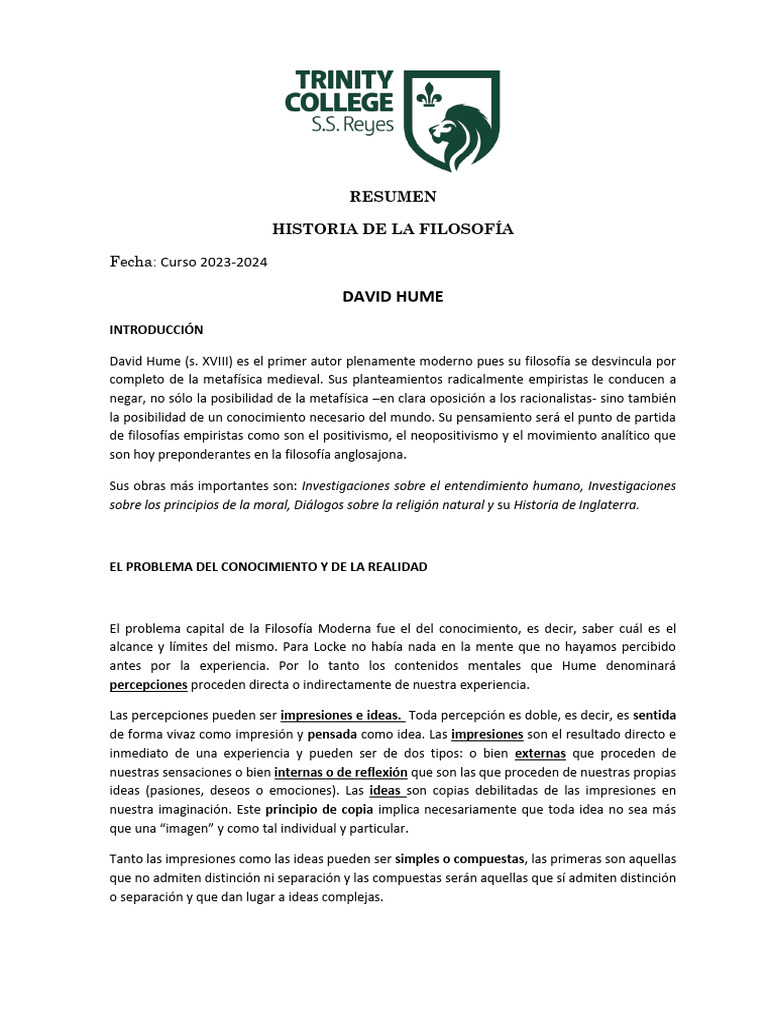 Filosofía Empirista de David Hume | PDF | David Hume | Empirismo