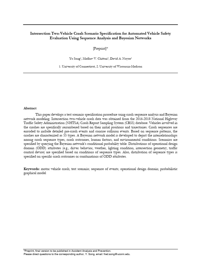 2022_Song_Intersection Two-Vehicle Crash Scenario Specification_BayesianNetworks | PDF ...