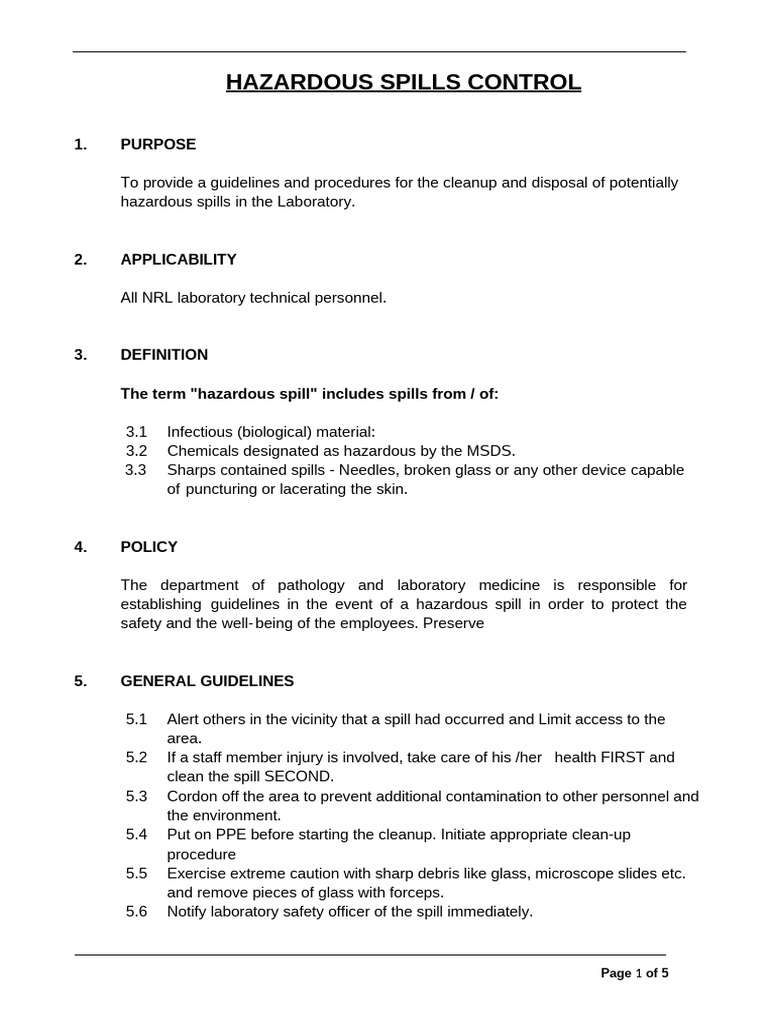 Hazardous Spills Control | PDF | Personal Protective Equipment ...