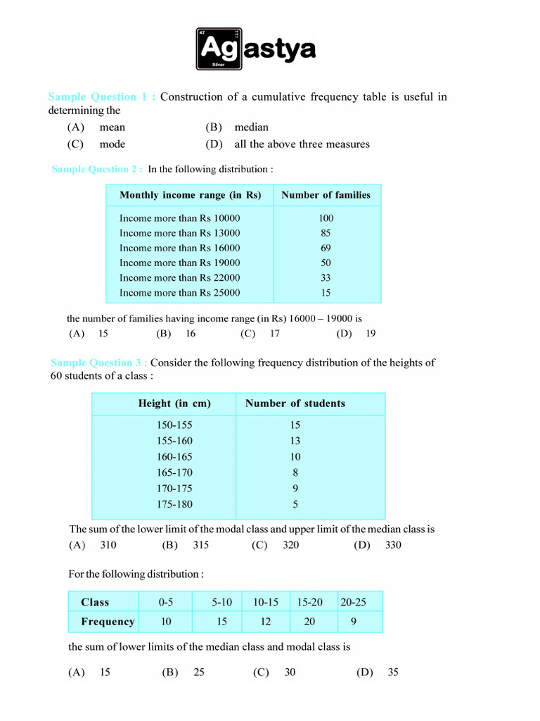Statistics MCQ | PDF