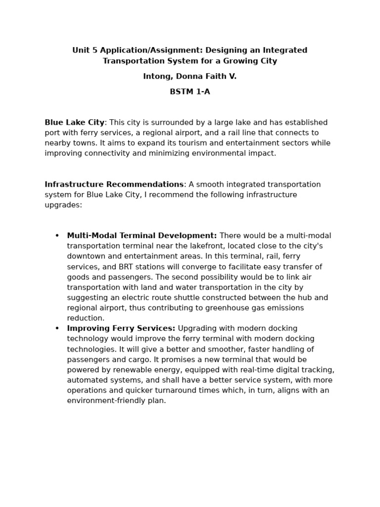 INTONG Unit5 Application Assignment | PDF | Transport | Public Transport