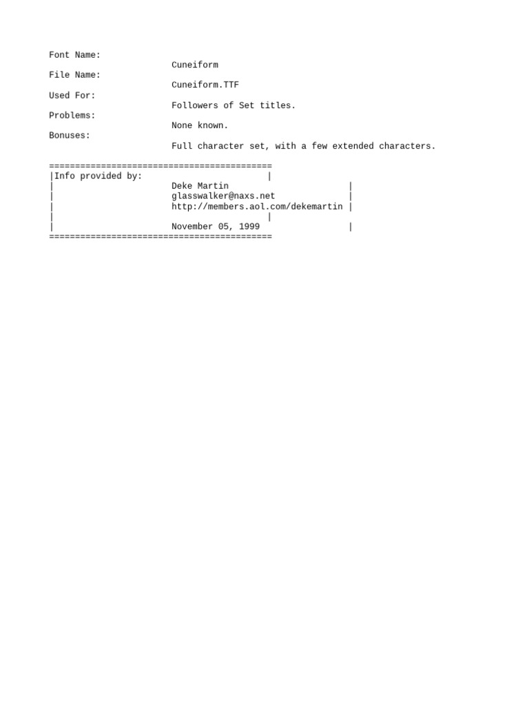 Cuneiform Font Details & Usage | PDF