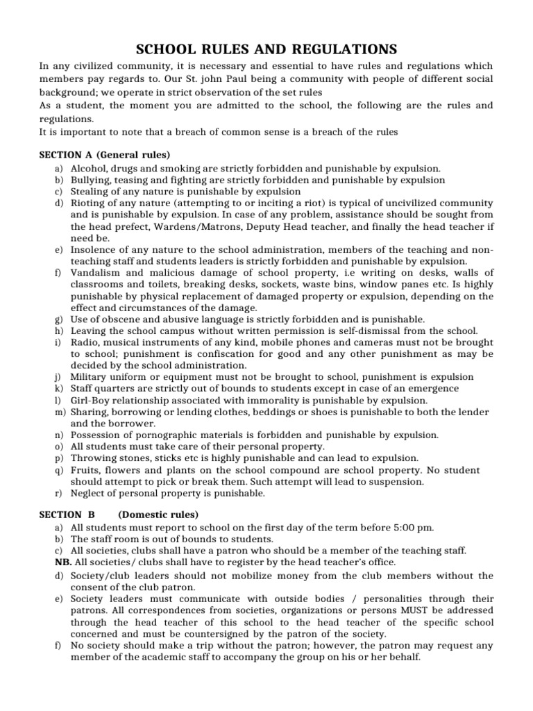 School-RULES & REGULATIONS | PDF | Teachers
