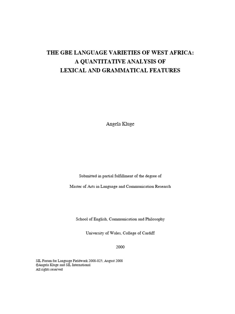 Angela Kluge - The Gbè Language Varieties of West Africa- A ...