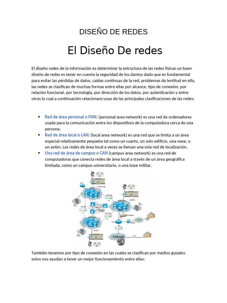 Diseño de Redes1 | PDF | Red de computadoras | Medio de transmision