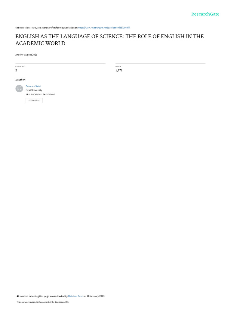 English As The Language of Science: The Role of English in The Academic ...