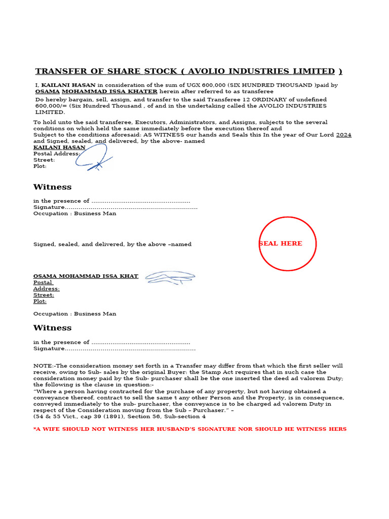 Share transfer form (2) | PDF
