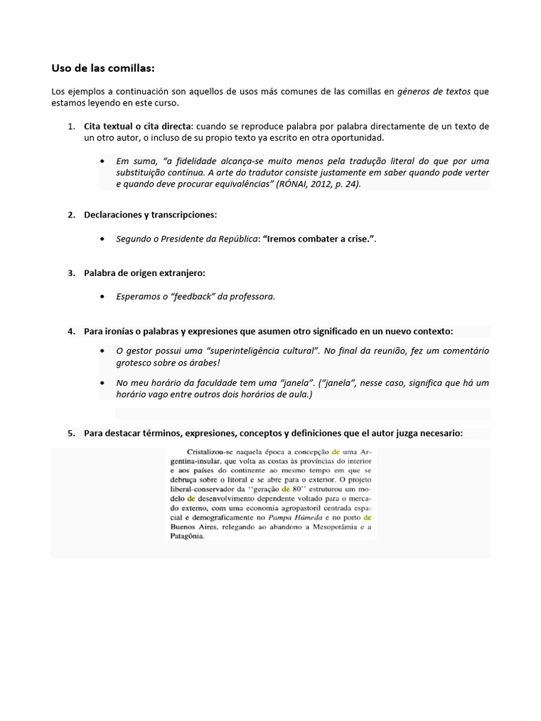 Algunos usos comillas | PDF