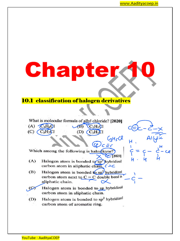 Halogen Derivatives Pyqs | PDF