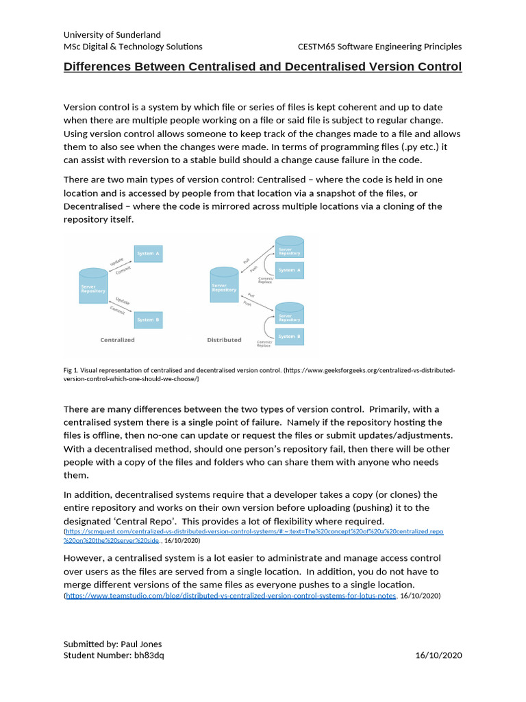 Differences Between Centralised and Decentralised Version Control | PDF | Version Control ...