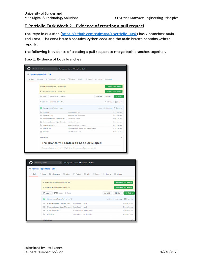 Evidence of Creating a Pull Request | PDF Evidence of Creating a Pull Request | PDF
