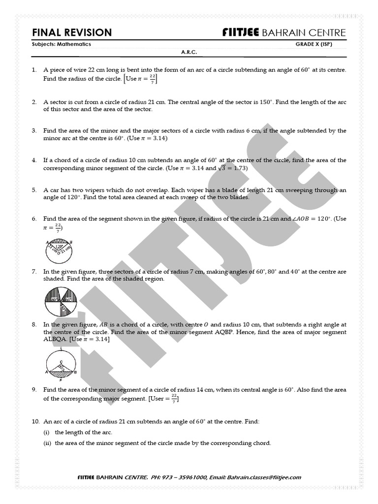 FINAL REV ARC MATH X 2024-25 | PDF