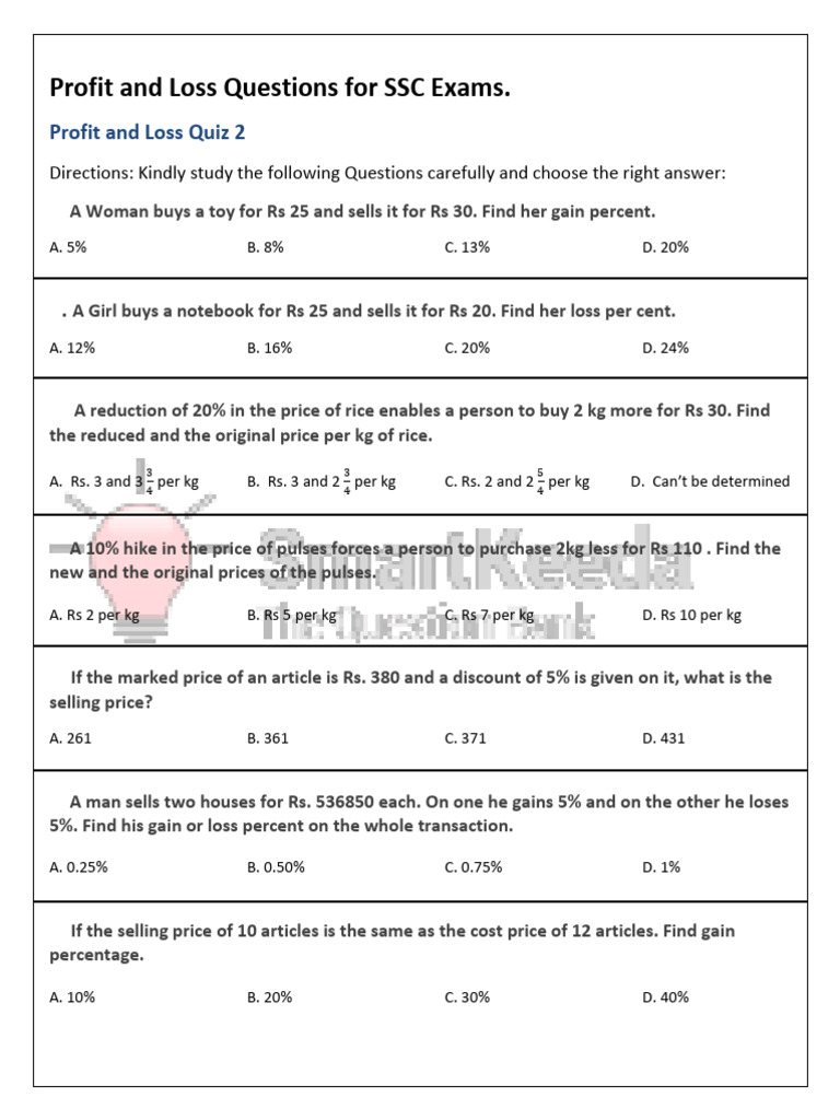 Profit N Loss Quiz 2 | PDF