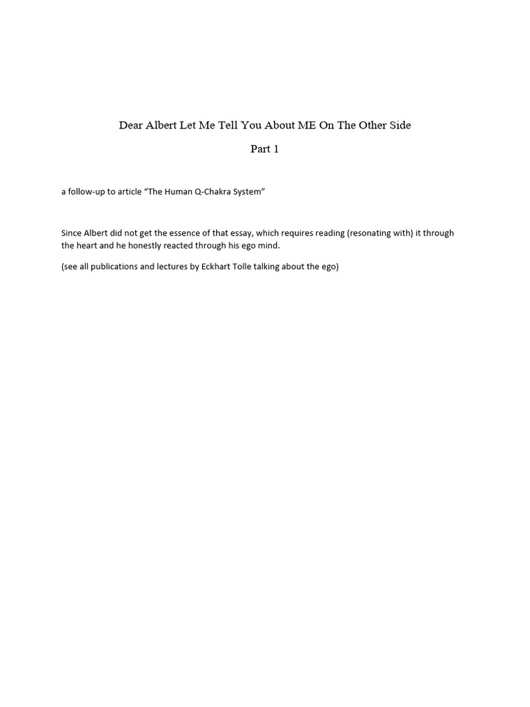 Dear Albert - Let Me Tell You About ME On The Other Side-P 1 | PDF ...