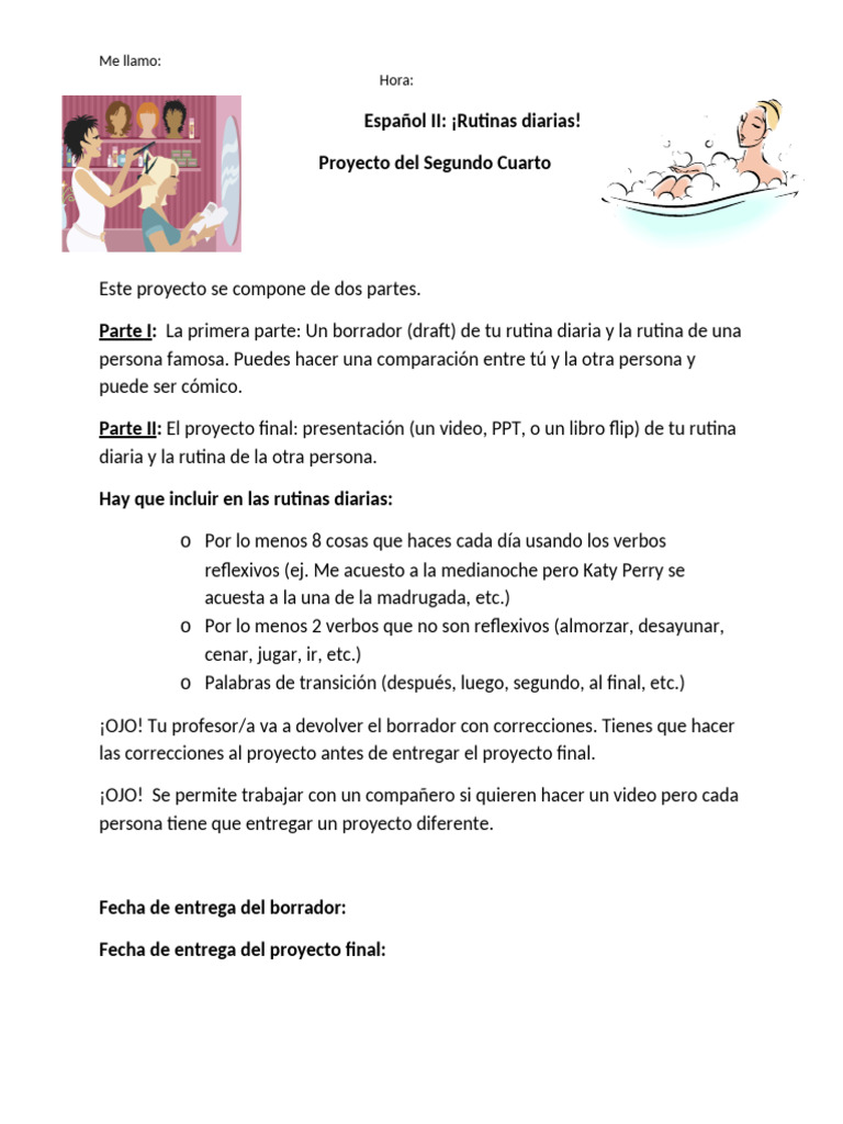 Esp II proyecto rutina diaria | PDF