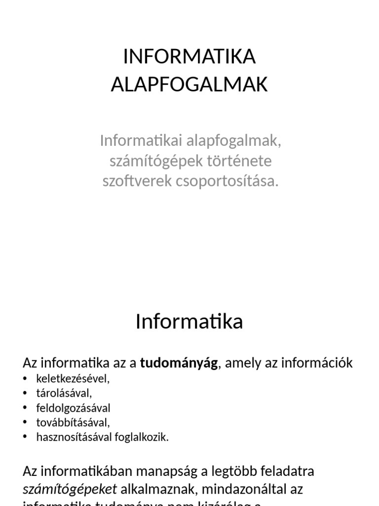 AL - 01. Az Informatika Alapfogalmai | PDF