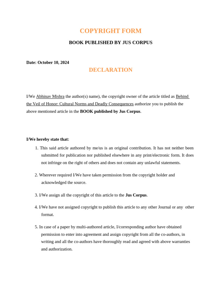 Copyright Form | PDF