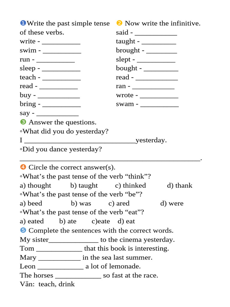 Past Simple Reading Comprehension Exercises - 80811 | PDF | Semantic Units | Linguistic Morphology
