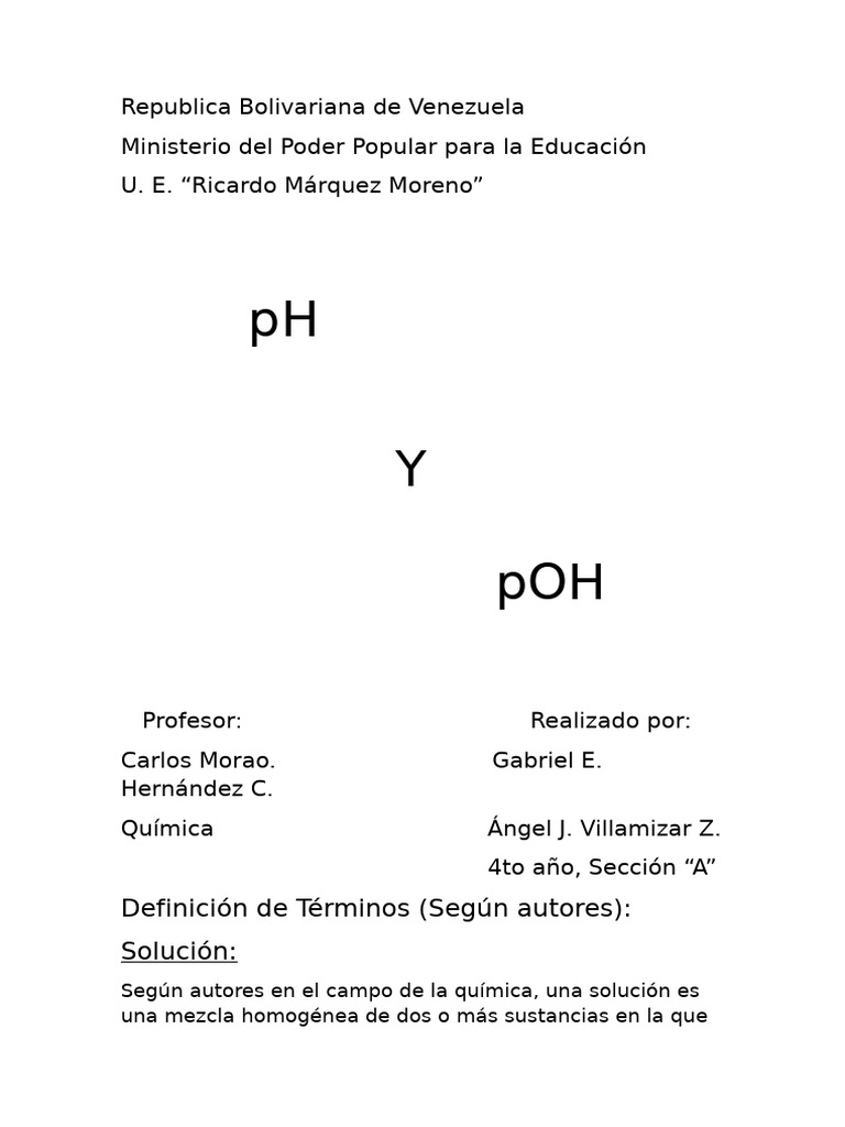 PH y pOH | PDF | Ácido | Ph