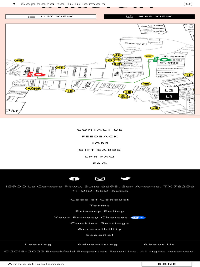 La Cantera Shops Directory Map | PDF