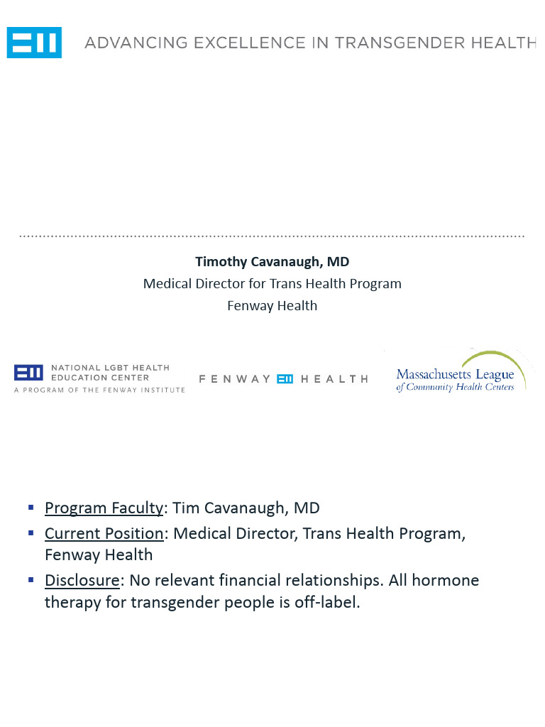 Tim Cavanaugh - Cross Sex Hormone Therapy | PDF | Hormone Replacement ...