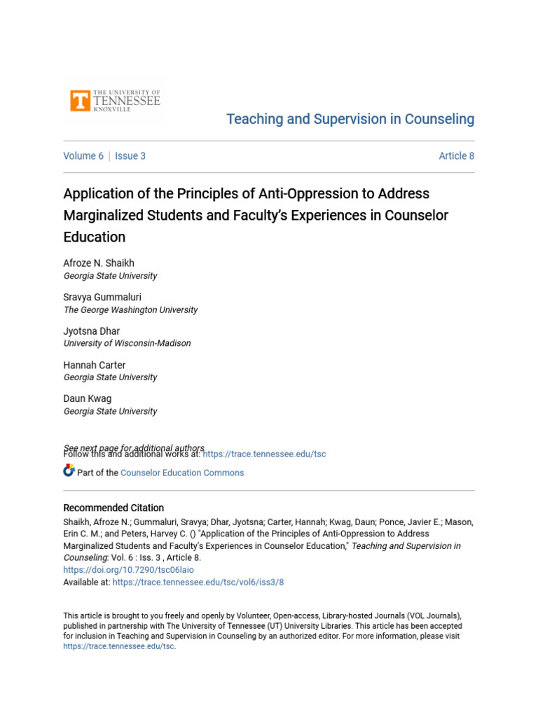Application of The Principles of Anti-Oppression To Address Margi | PDF ...
