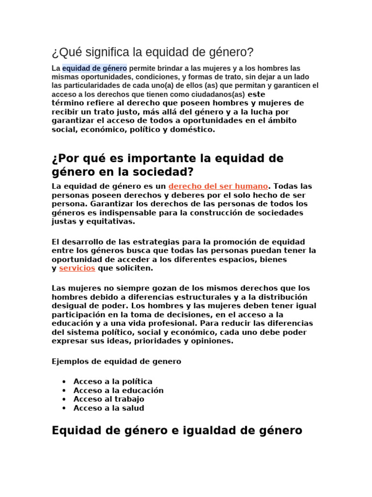 Equidad de Género: Definición y Importancia | PDF