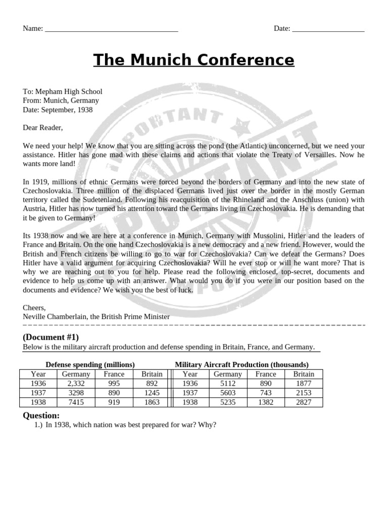 munich_conference_mini_dbq | PDF | Nazi Germany | Europe