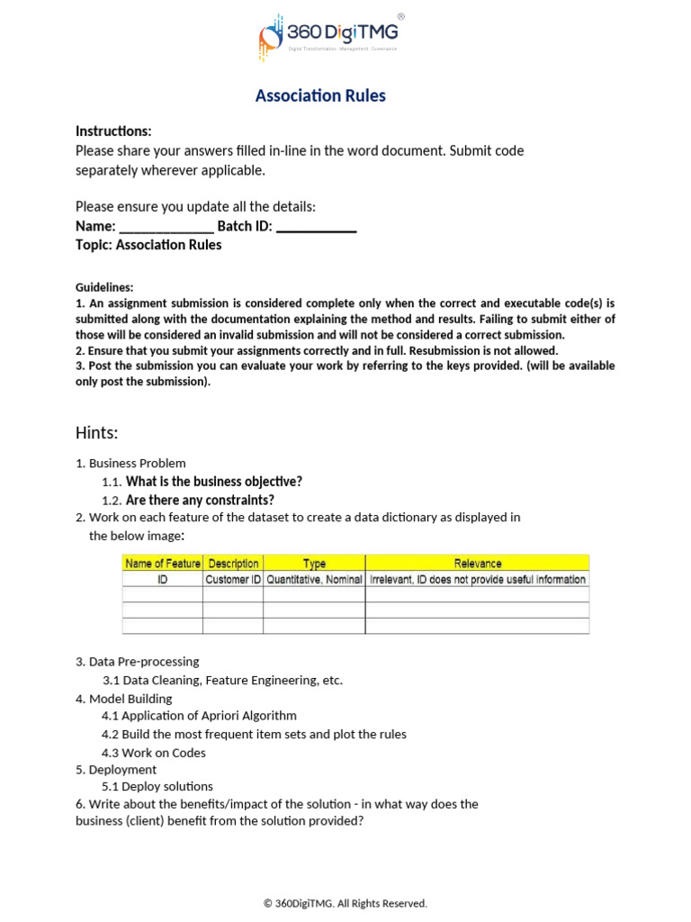 3c.Association Rules_problemstatement | PDF | Computing | Computer ...