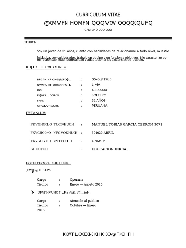 PDF Modelo de Curriculum Vitae Simple en Word para Editar | PDF