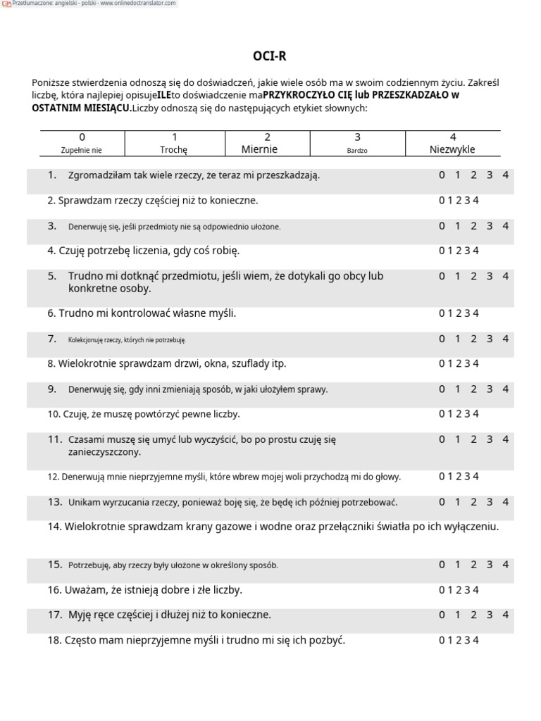 OCI-R en PL | PDF