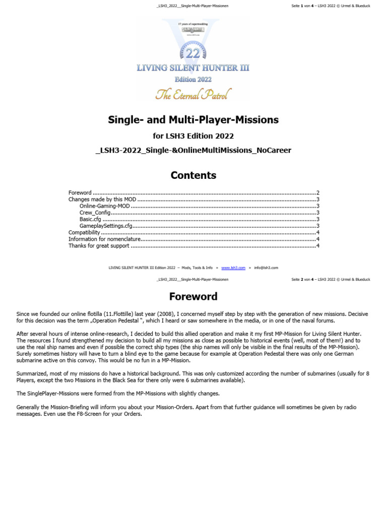 LSH3 2022: Single & Multi-Player Missions | PDF | Naval Warfare | Ships