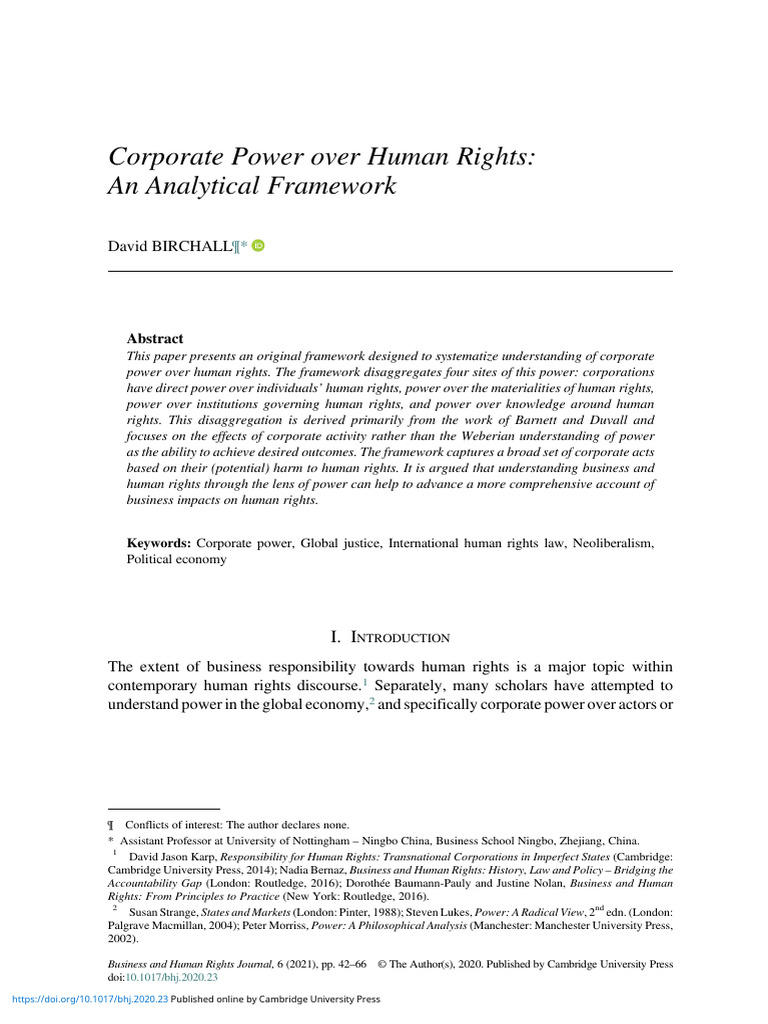 Corporate Power Over Human Rights An Analytical Framework | PDF | Power ...