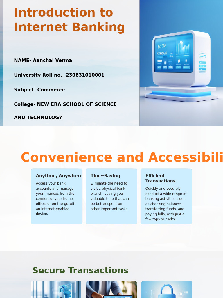 Introduction To Internet Banking | PDF | Online Banking | Banks & Banking