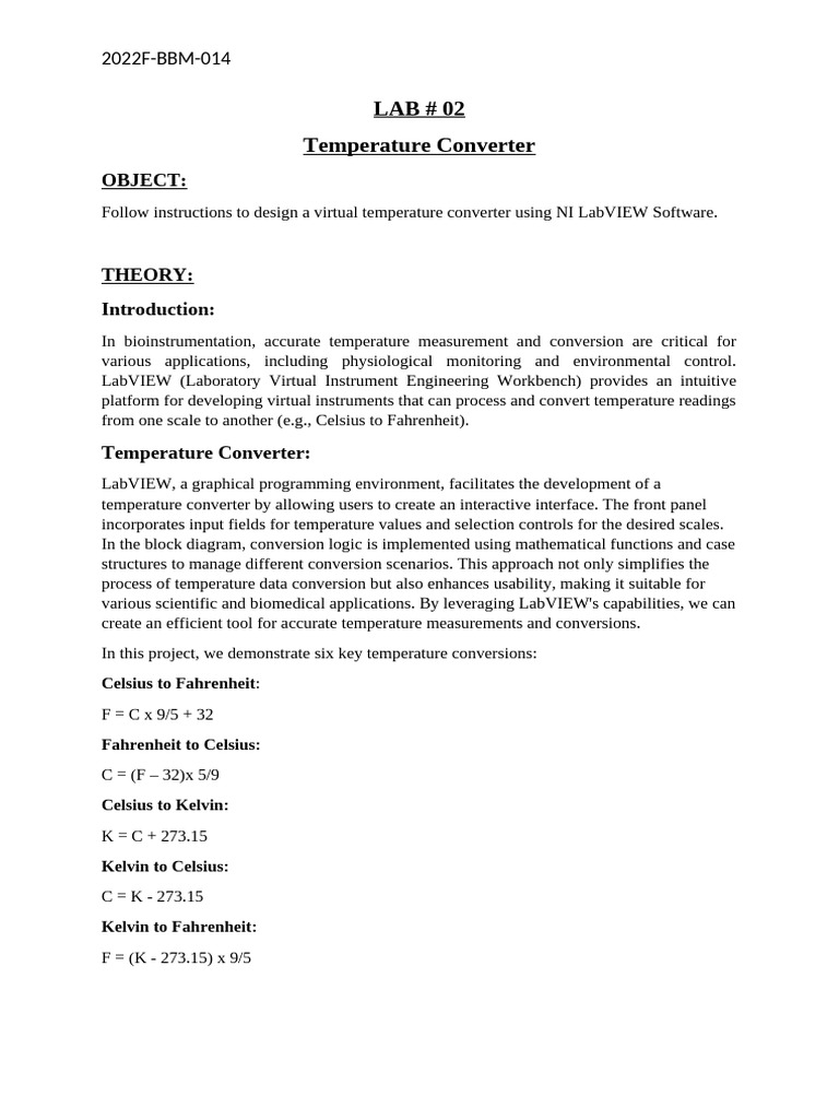LabVIEW Temperature Converter Guide | PDF | Fahrenheit | Temperature