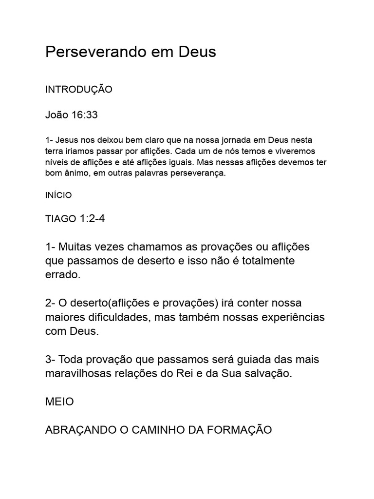 Perseverando em Deus | PDF