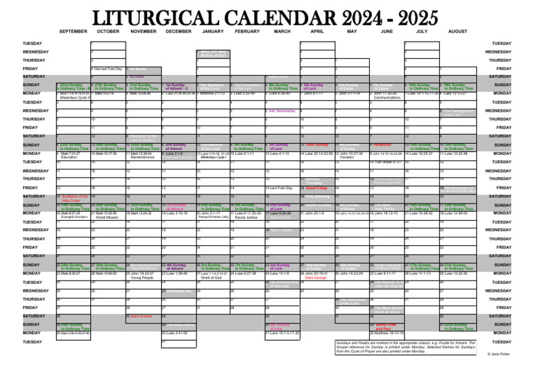 Liturgical Calendar 2024 2025 | PDF | Easter | Lent